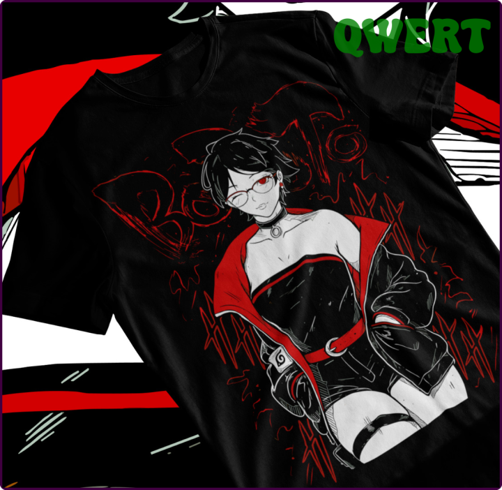 QWERT Sarada Uchiha T-shirt Naruto Rasengan Itachi Uchiha Jiraiya Black ...