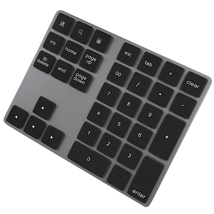 Bluetooth Numeric Keypad, Aluminum Rechargeable 34-Keys Wireless Number ...