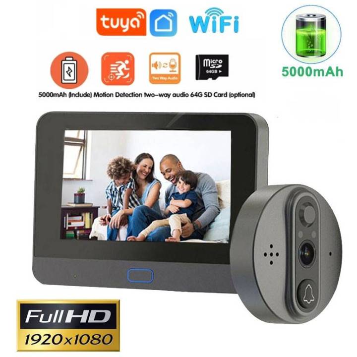 Tuya Smart Home Digital Peephole Door Viewer WIFI Wireless 4.3 Inch LCD ...