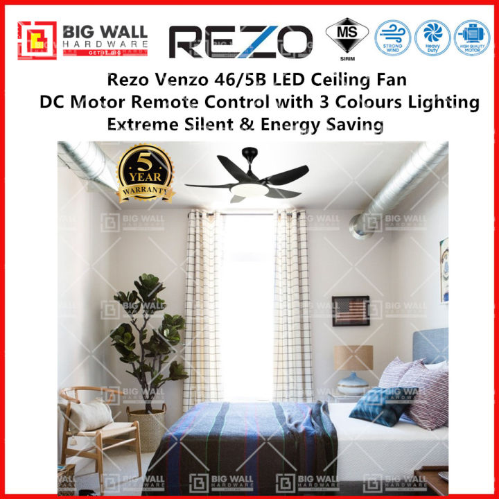 Rezo Venzo 46/5B LED Ceiling Fan with DC Motor Remote Control Ceiling ...