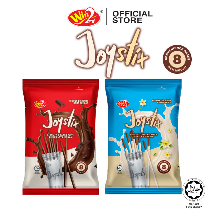 Win2 - JOYSTIX BISCUIT COATED WITH CREAM 20G X 8PKTS / BISKUIT DISALUTI ...