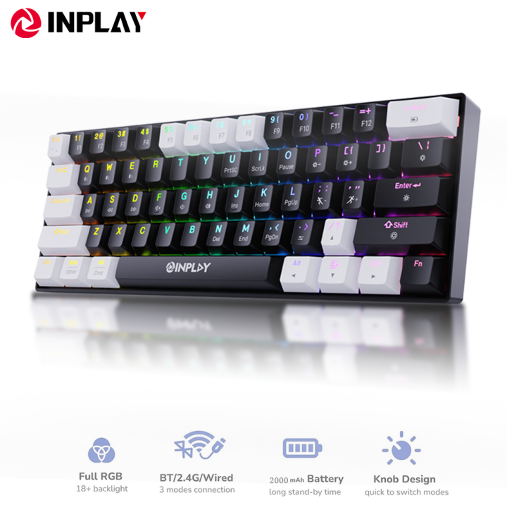 Inplay 61 Key Bluetooth Wireless Mechanical Keyboard Tri-Mode With ...