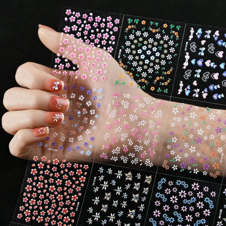 30 PCS/Pack Colorful 3D Flowers Nail Art Stickers Nail Art Rhinestones ...