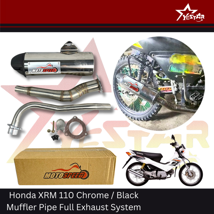 Honda XRM 110 TRC Chrome Muffler Pipe Full Exhaust System Motorcycle ...
