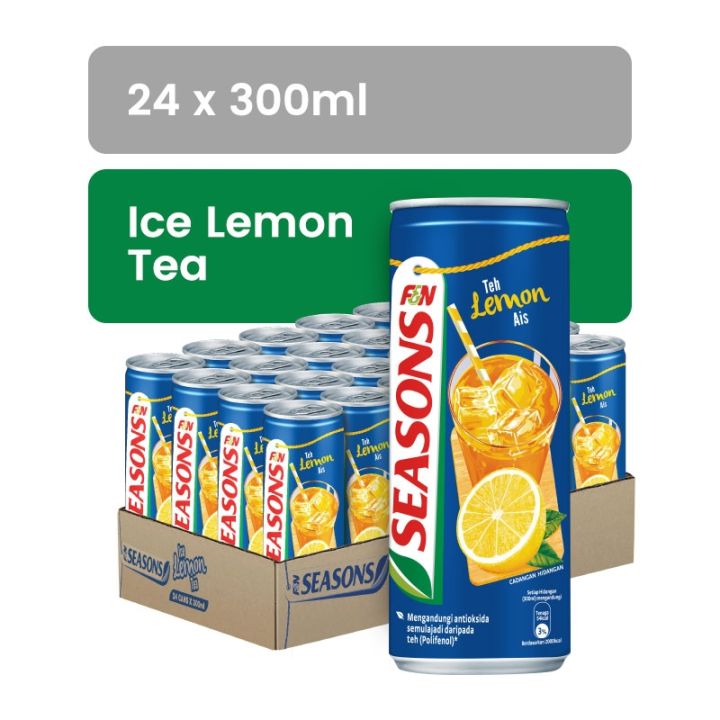 F&N SEASONS ICE LEMON TEA 300ML X 24 CANS (1 CARTON) | Lazada