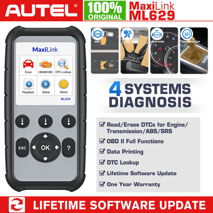 Autel ML629 OBD2 Scanner,OBD2 Full System Scanner,Car Code Reader ...