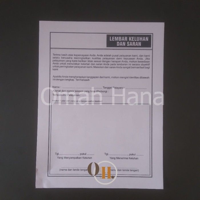 Lembar Keluhan dan Saran - Form Saran dan Kritik | Lazada Indonesia