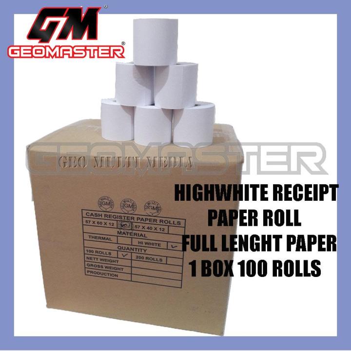 HIGH WHITE CASH REGISTER PAPER ROLL , RECEIPT PAPER 57X60X12mm | Lazada