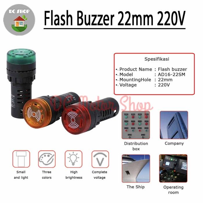 Pilot Lamp Buzzer LED 22mm Buzzer 220VAc Red / Merah AD16-22SM | Lazada ...