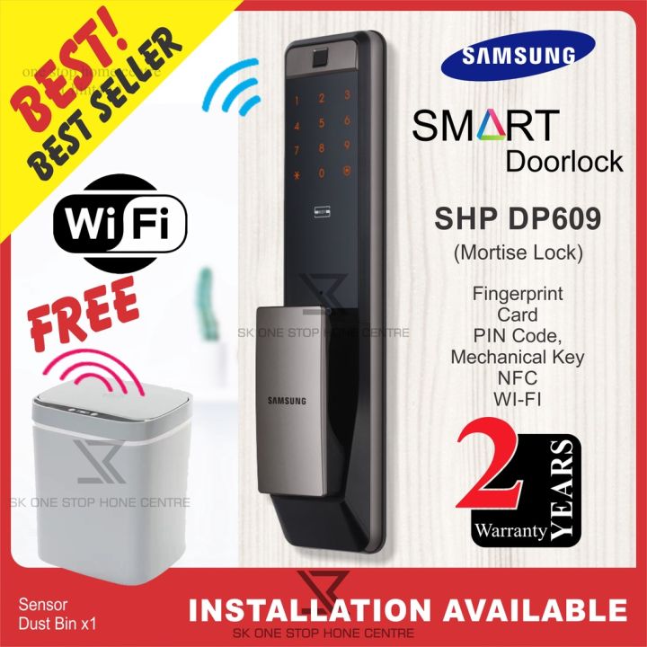 SAMSUNG SHP DP 609 Push Pull IOT Smart Fingerprint,Card, Password,key WiFI Digital Door Lock ...