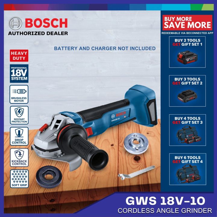 Bosch GWS 18V-10 Solo 4" 100mm Disc Angle Grinder HD-CORDLESS 18V Power ...