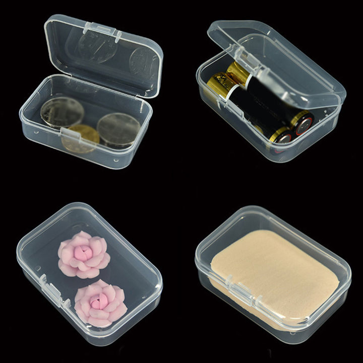 2Pcs Mini Boxes Rectangle Clear Plastic Jewelry Storage Case Container ...