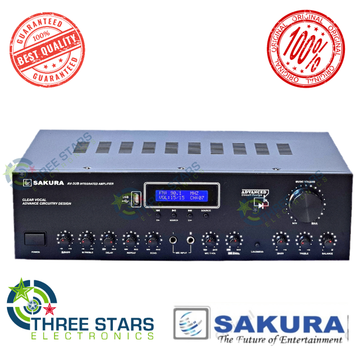 2022 Original Sakura AV-3UB Intgrated Amplifier 400 watts x2 Max Power Bluetooth USB Fm | Lazada PH
