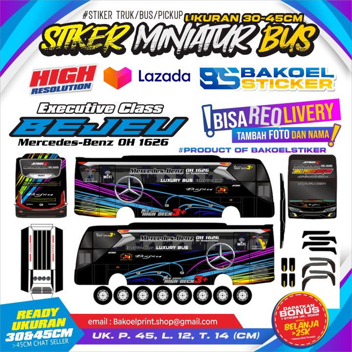 STIKER MINIATUR BUS "BEJEU" JB3 UK. 30&45CM | Lazada Indonesia