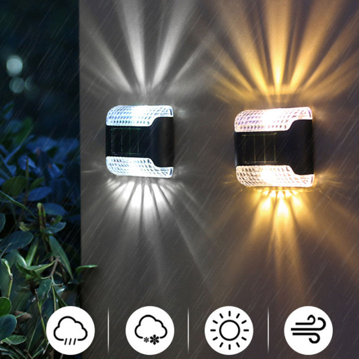 LED Solar Wall Lamp Outdoor Garden Fences Yard Patio Balcony Greenhouse ...