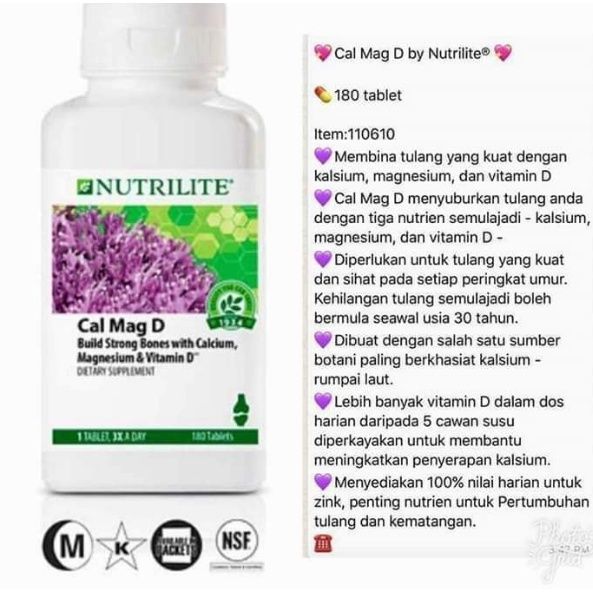 Nutrilite Cal Mag D Plus - 180 Tab | Lazada