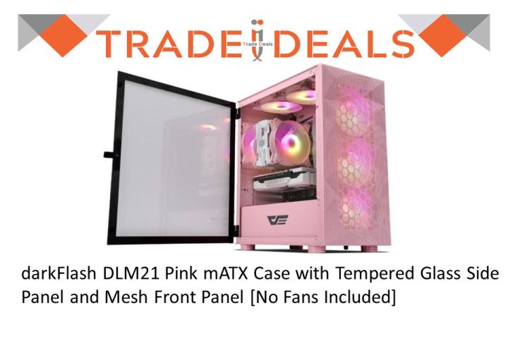 darkFlash DLM21 Pink mATX Case with Tempered Glass Side Panel and Mesh ...