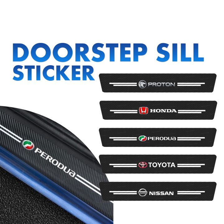 4PCS Car Door Sill Sticker Front Rear Bonnet Step Strip Anti Scratch ...