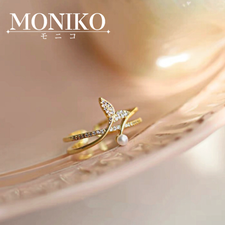 MONIKO Original Design 18k Gold Plated Adjustable Mermaid pearl Ring ...