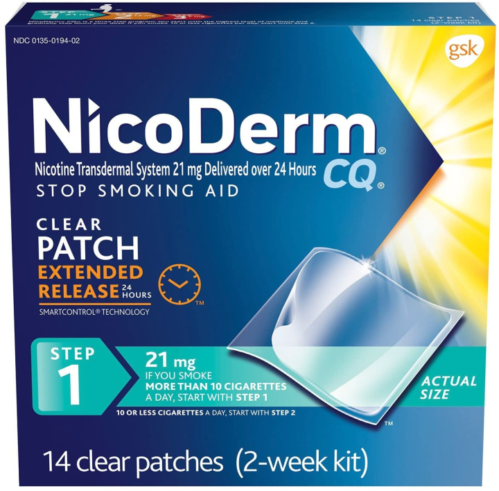 NicoDerm CQ Clear Patch Step 1 Extended Release Stop Smoking Aid 14 ...