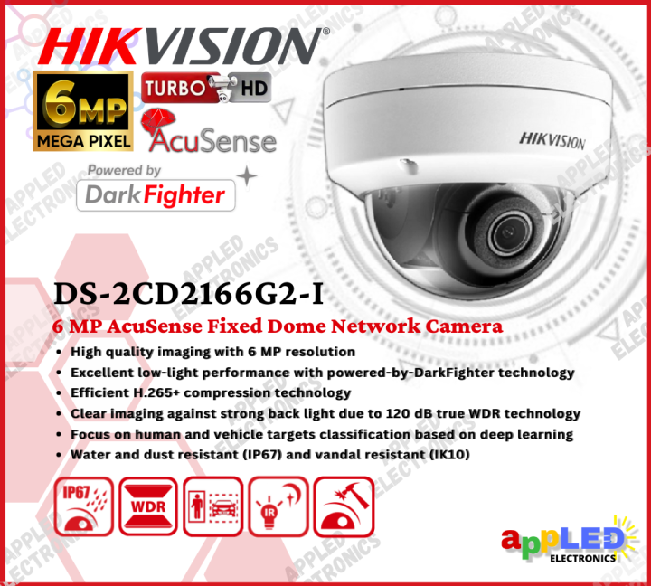 Hikvision DS-2CD2166G2-I 6MP Acusense DarkFighter Dome IP PoE Network Infrared Camera | Lazada PH