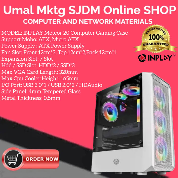 INPLAY Meteor 20 Computer Gaming Case White / Black *CASE ONLY* | Lazada PH