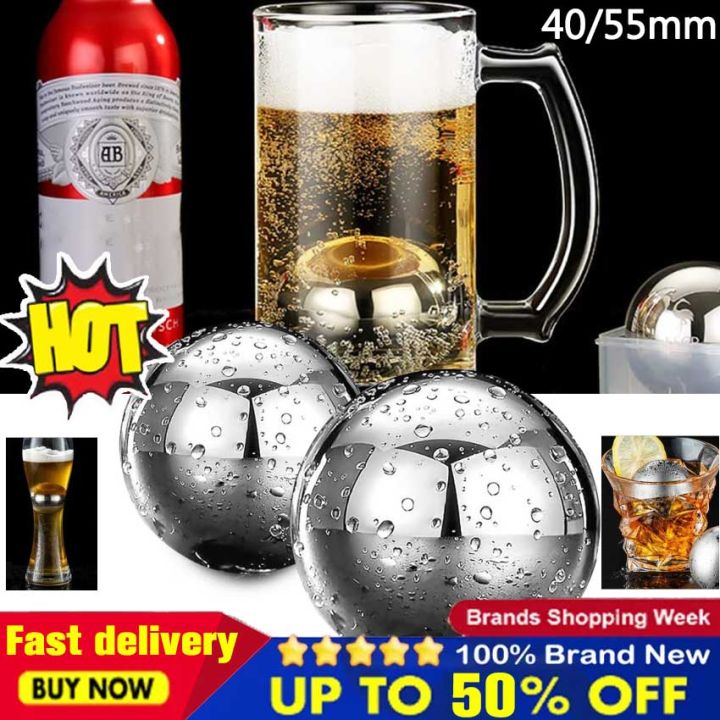 Whiskey Balls Reusable Stainless Steel Metal Ice Sphere Cubes Beverage ...
