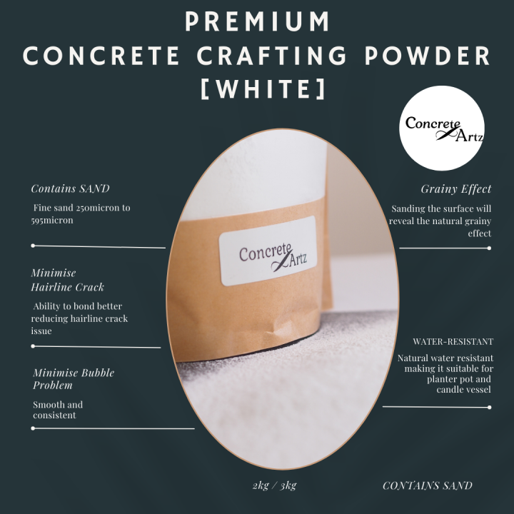 PREMIUM White Concrete Crafting Powder for candle vessel planter pot ...