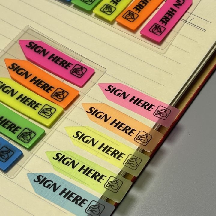 1 Pack \"Sign Here\" Sticky Notes - Transparent Colorful Index Labels ...