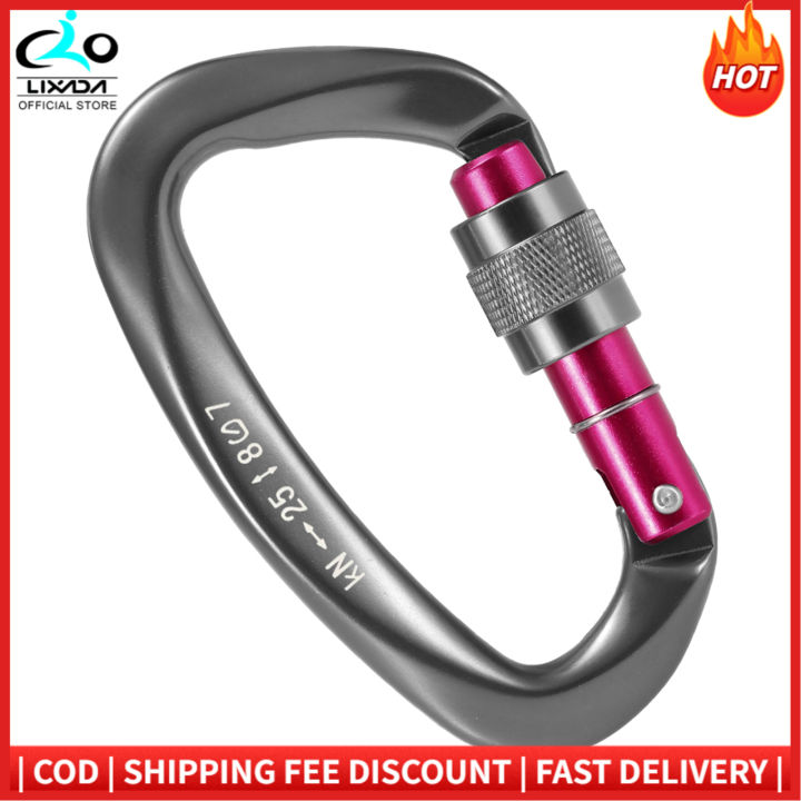 25KN Screw Locking Gate Carabiner Heavy Duty D-shape Buckle Pack D-ring ...