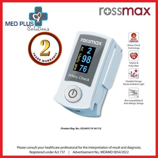 Rossmax SB200 Fingertip Pulse Oximeter with Artery Check Technology (Worlds First) 2 years ...