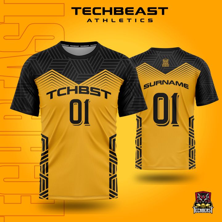 Elite Yellow T-shirt Full Sublimation Jersey Techbeast ( CUSTOM NAME + NUMBER ) | Lazada PH