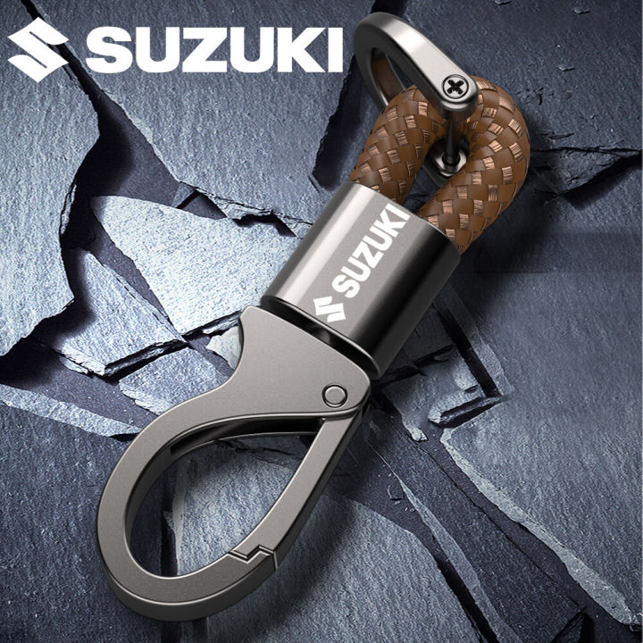 Metal leather Car keychain for SUZUKI Motorcycle Automobile Multi ...