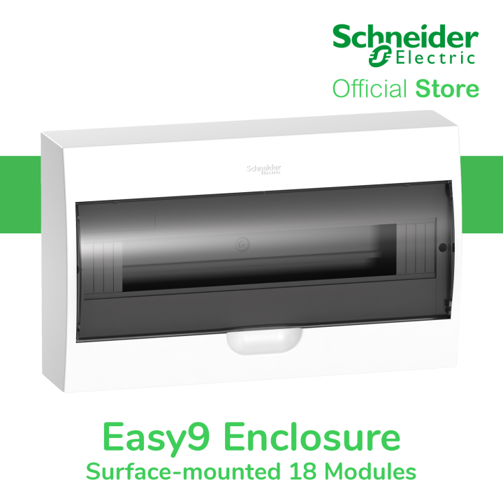 Schneider Easy9 Surface Enclosure 18M Smoked door with E/N Term.Blocks ...