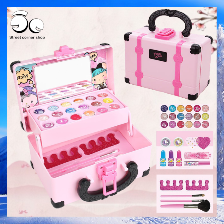 S&C 32PCS Kids Makeup Toys Girls Real Makeup Kit Washable Non-toxic ...