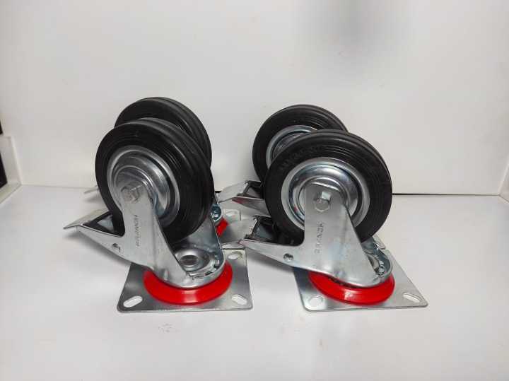 1 SET Roda Troli 4 inch HIDUP REM Roda 4 inch karet Roda Etalase 4 inch ...