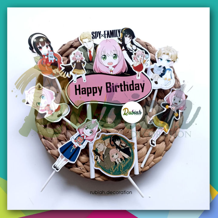 Topper cake karakter SPY x Family / Hiasan Kue Ulang Tahun Anya ...