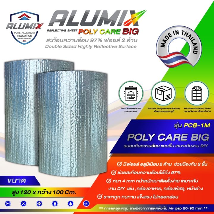 (แผ่นเดี่ยว) ฉนวนกันความร้อน Poly Care Big แผ่นสะท้อนความร้อนโพลีแคร์บิ๊ก สะท้อนความร้อนสูง 120 ...