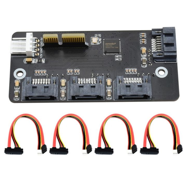 PCI-E to Four-Way SATA3.0 6Gbps High-Speed SATA Interface Expansion Card Supports CM4 with SATA ...
