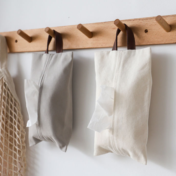 Japanese Style Canvas Cloth Tissue Box Hanging Napkin Paper Holder for ...