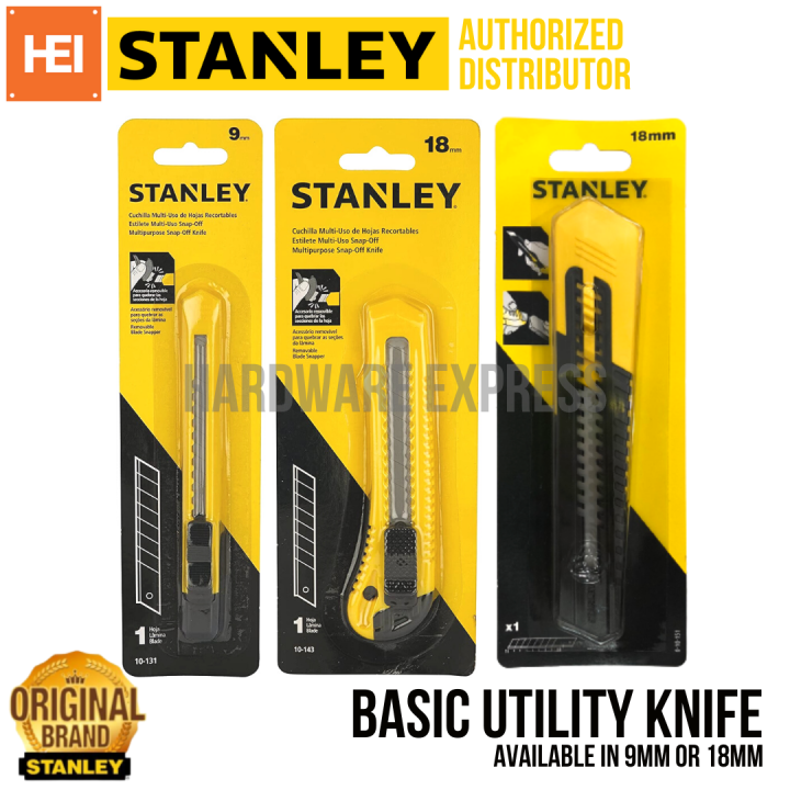 Stanley 9mm or 18mm Utility Knife Retractable Cutter 10-131 / 10-143 / ...