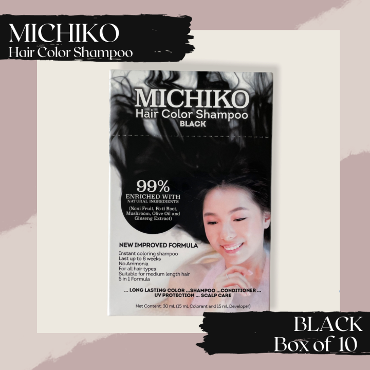 Michiko Hair Color Shampoo Black [BOX OF 10] | Lazada PH