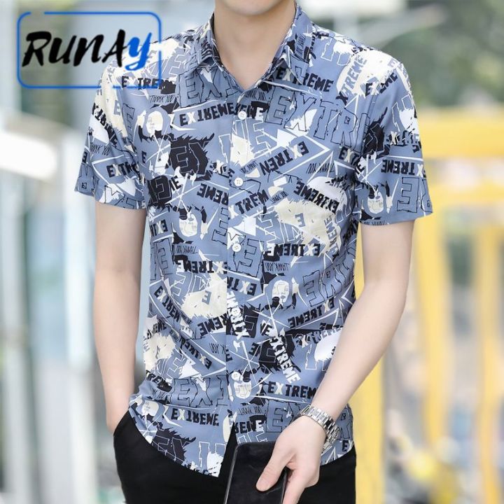 เสื้อลำลอง RUNAY เสื้อเชิ้ตลายตารางสำหรับฤดูใบไม้ผลิ/ฤดูร้อนแขนสั้น ...