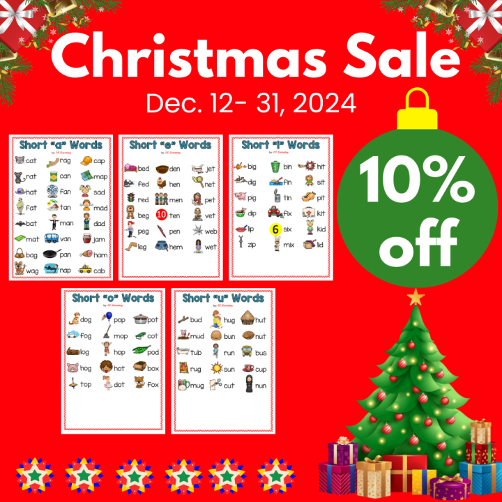 A4 CVC SHORT VOWELS LAMINATED CHART, Educational Charts for kids ...