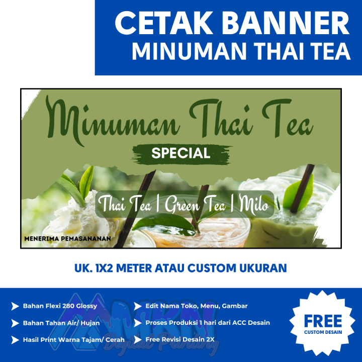 Cetak Banner Spanduk Thaitea Matcha Desain Kekinian Bisa Custom ...