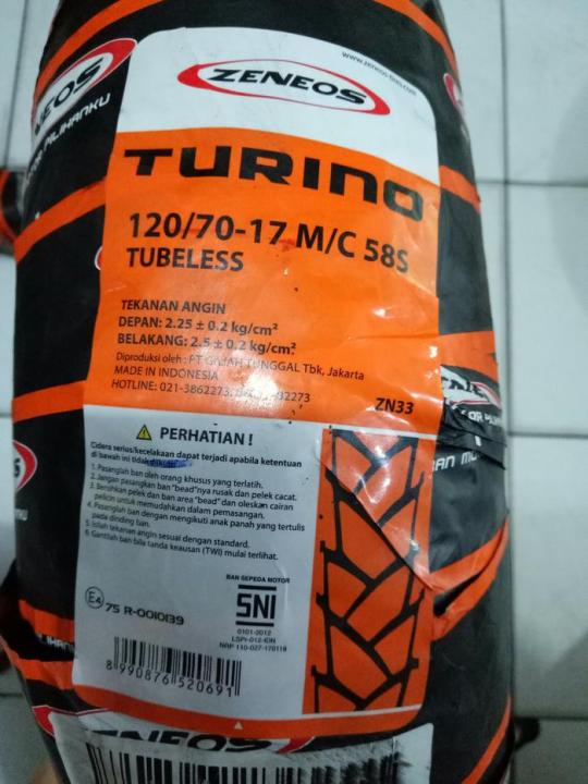 Ban Motor Zeneos 120/70-17 Turino ZN33 Tubeless | Lazada Indonesia