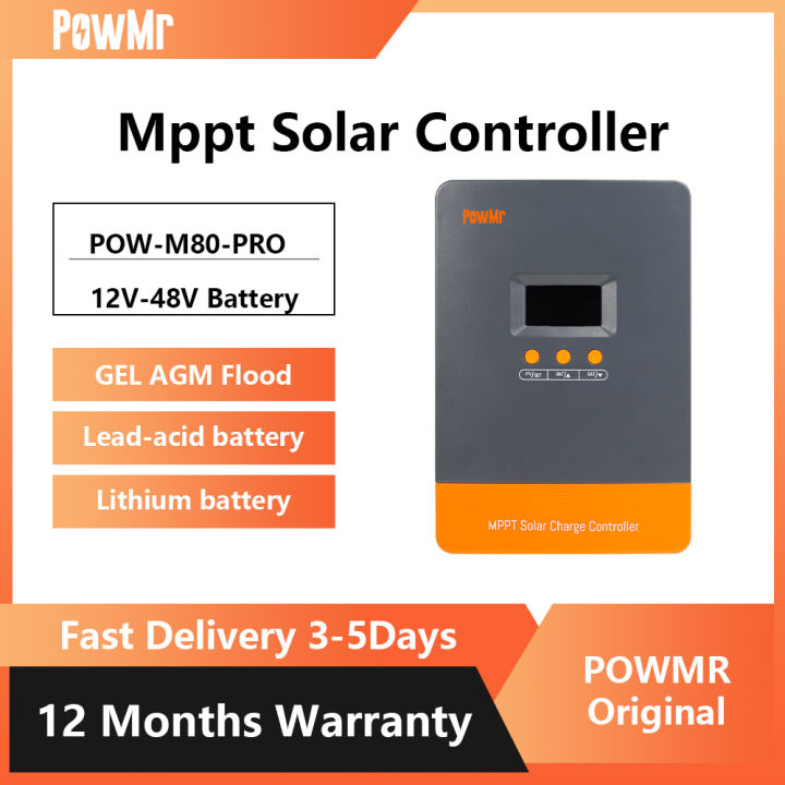 PowMr MPPT 80A 100A Solar Charger Controller with Blacklight LCD Regulator Max PV Input 160Vdc ...