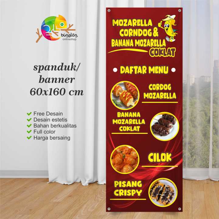 Spanduk 60x160 Banner Corndog Mozarella Banana Crispy Custom Desain ...