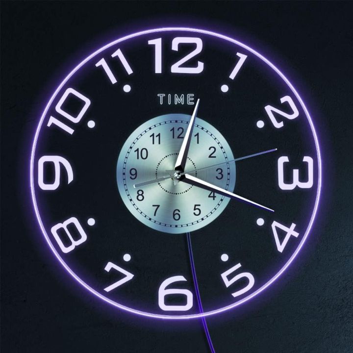 12 ''LED Lighted Wall Clock dengan cahaya 7 mod bercahaya, nombor besar ...