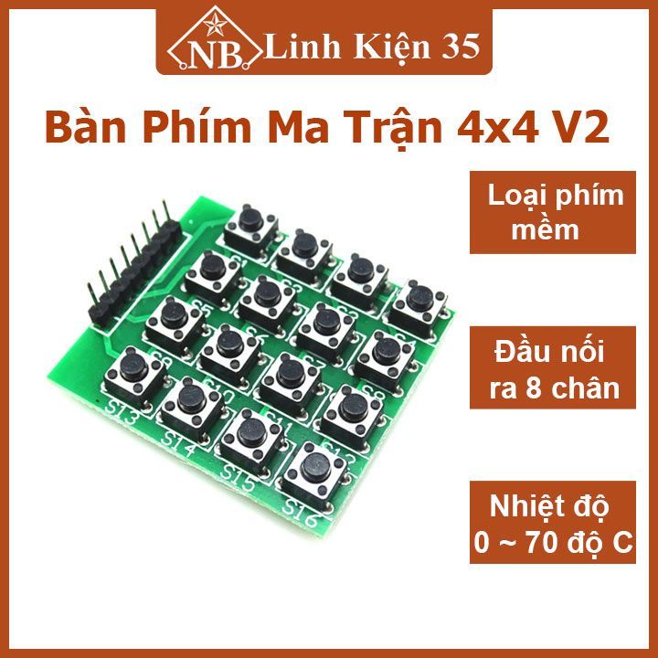 Bàn phím ma trận 4x4 16 nút V2 ( phím cắm ) cho phép nhập chữ số, chữ ...